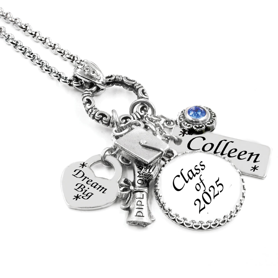 Graduation Jewelry 2025 with Birthstone Necklace for Graduate Gift
