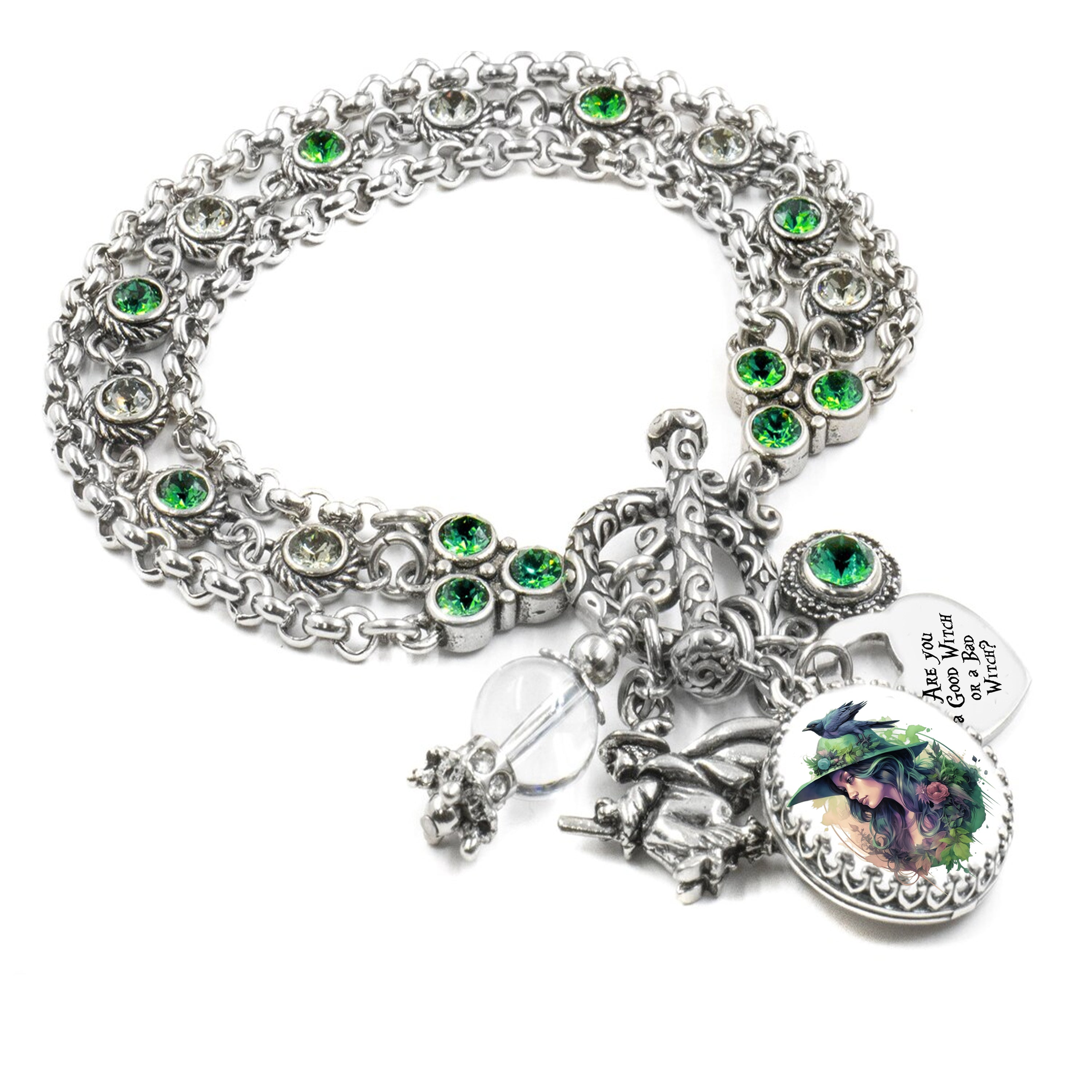 Wicked Witch Bracelet with Emerald Crystals
