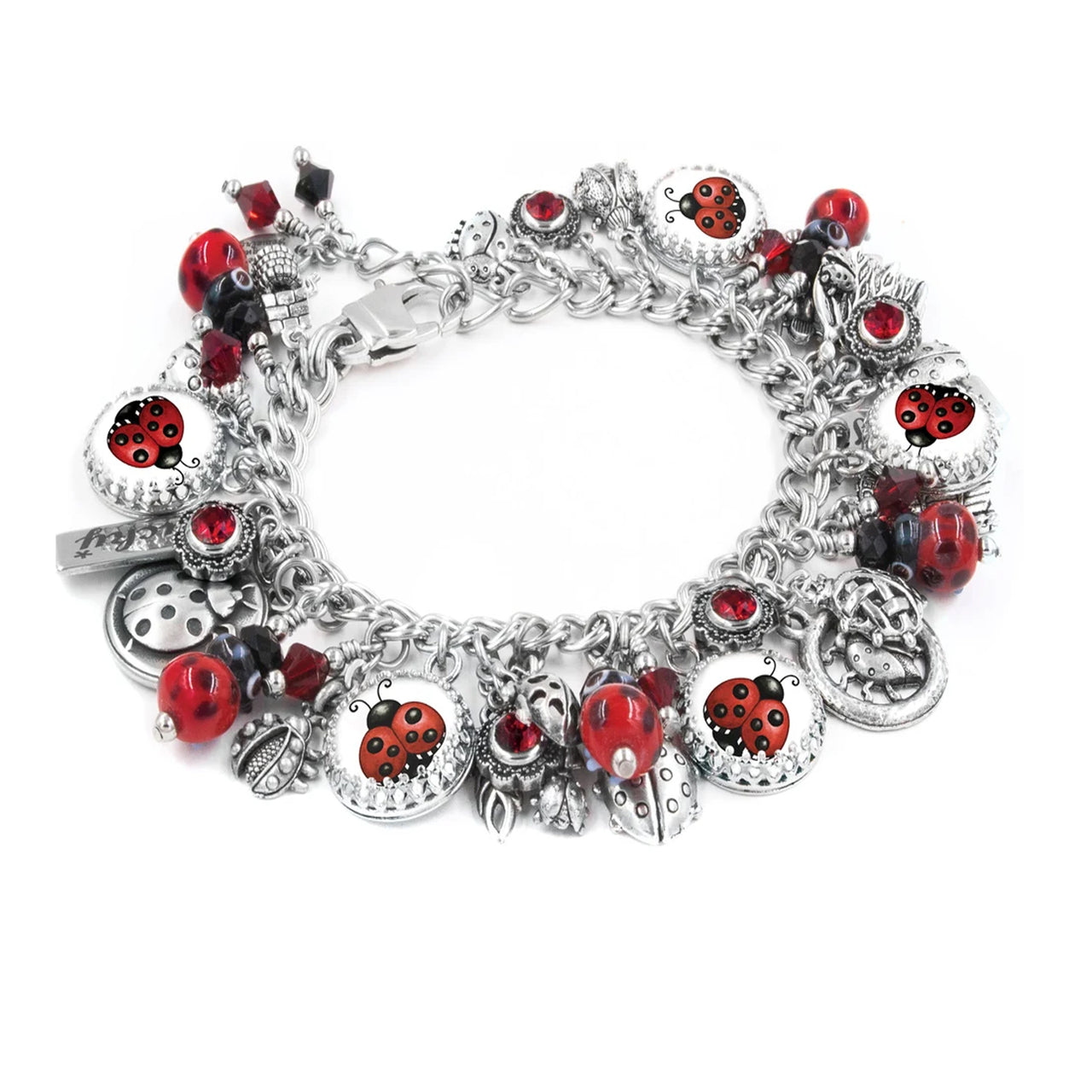 Ladybug Charm Bracelet with Ladybug Charms in Red and Black