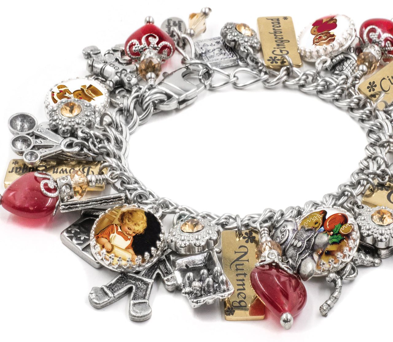 Gingerbread Man Bracelet with Red Quartz Hearts for the perfect ...