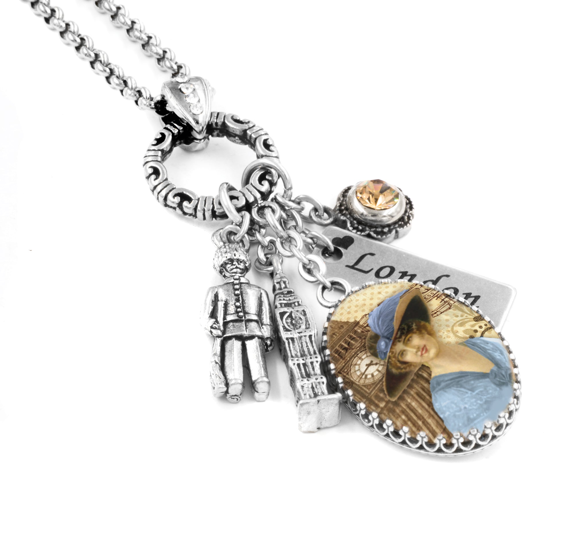 London Jewelry, England Necklace, Big Ben, Palace Guard Charm