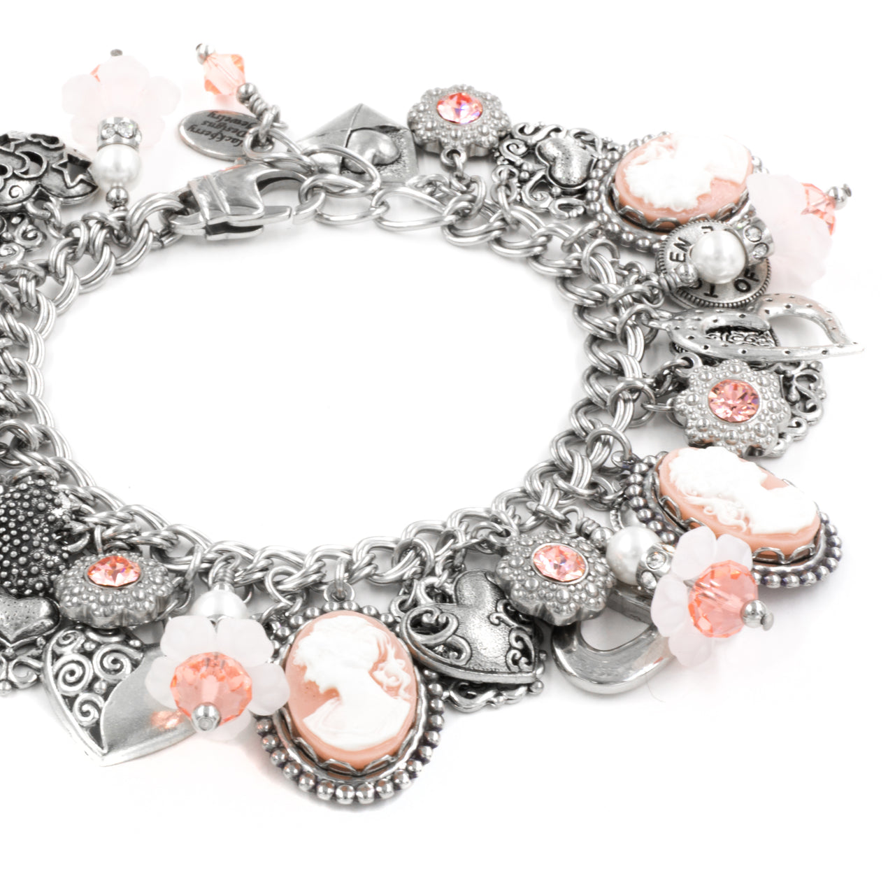 Pink Cameo Vintage Charm Bracelet